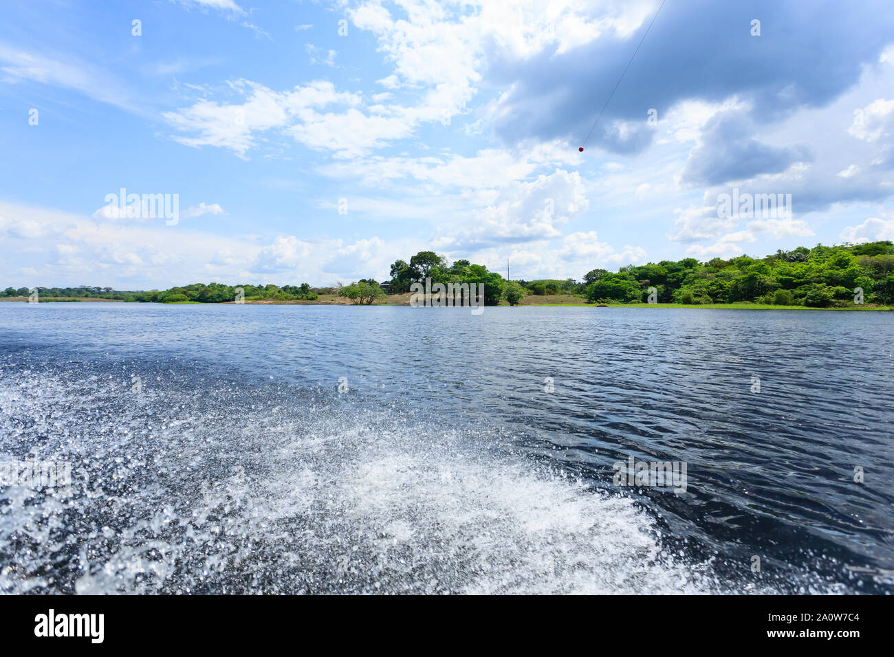 Panorama from Amazon rainforest, Brazilian wetland region. Navigable ...