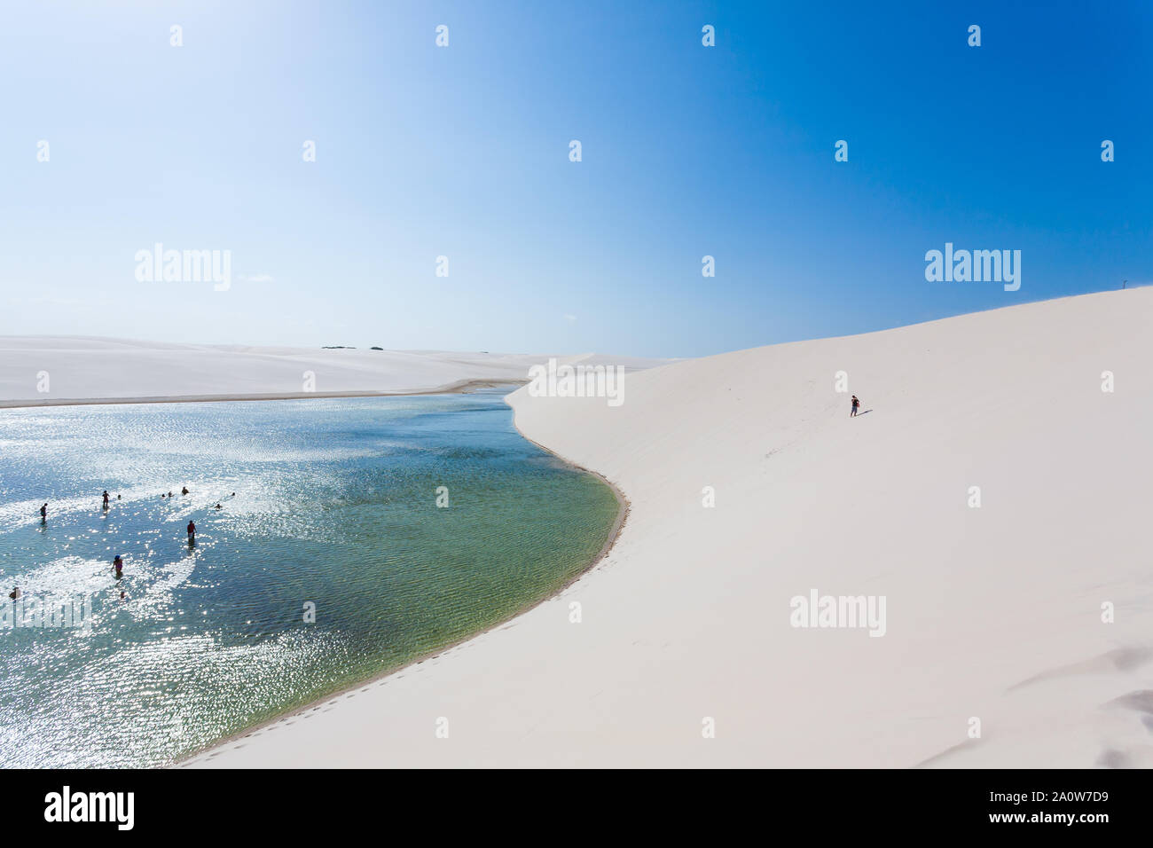 White sand dunes panorama from Lencois Maranhenses National Park ...