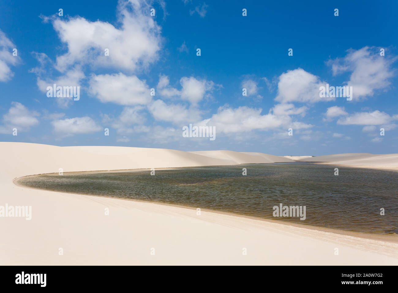White sand dunes panorama from Lencois Maranhenses National Park ...