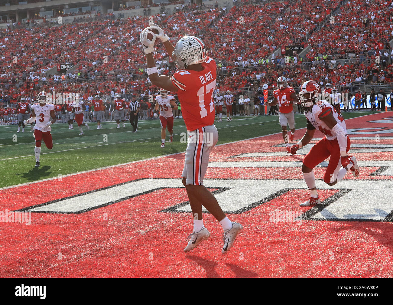 Ohio State Buckeye's Chris Olave makes a catch for a touchdown over ...