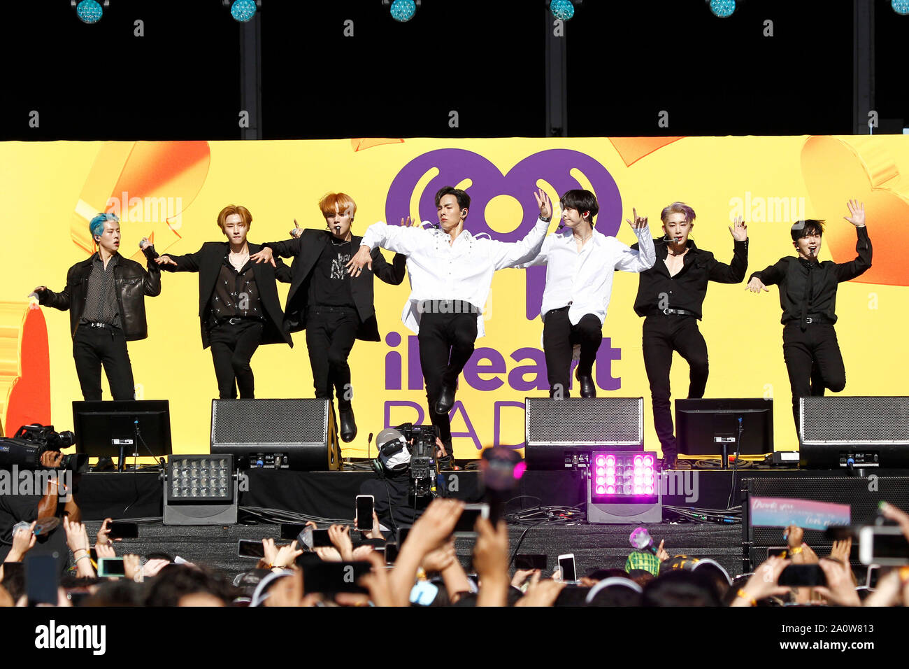K-Pop group MONSTA X performs on stage during the iHeartRadio Music ...