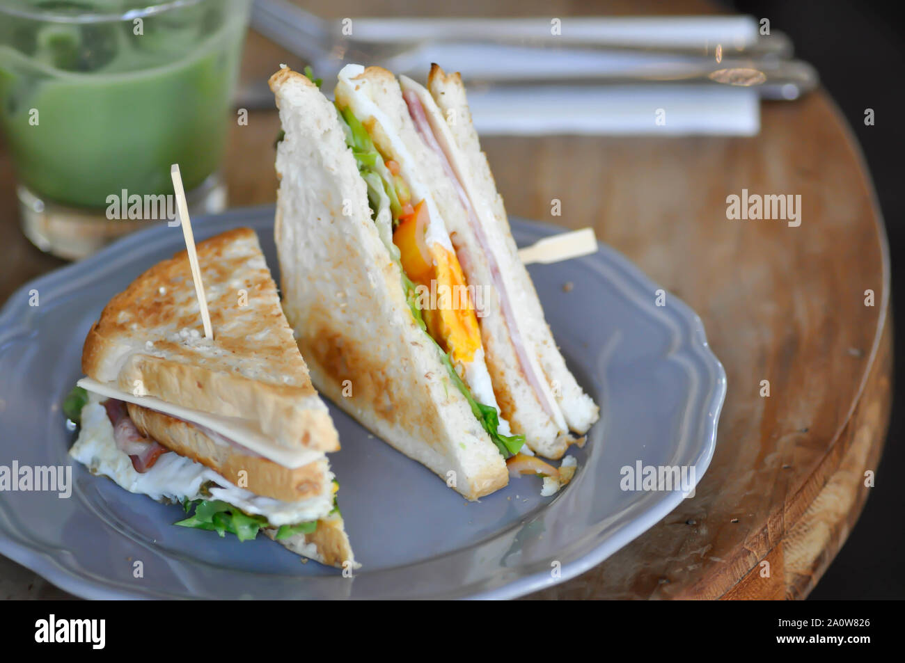 sandwich, club sandwich or ham and cheese sandwich Stock Photo - Alamy