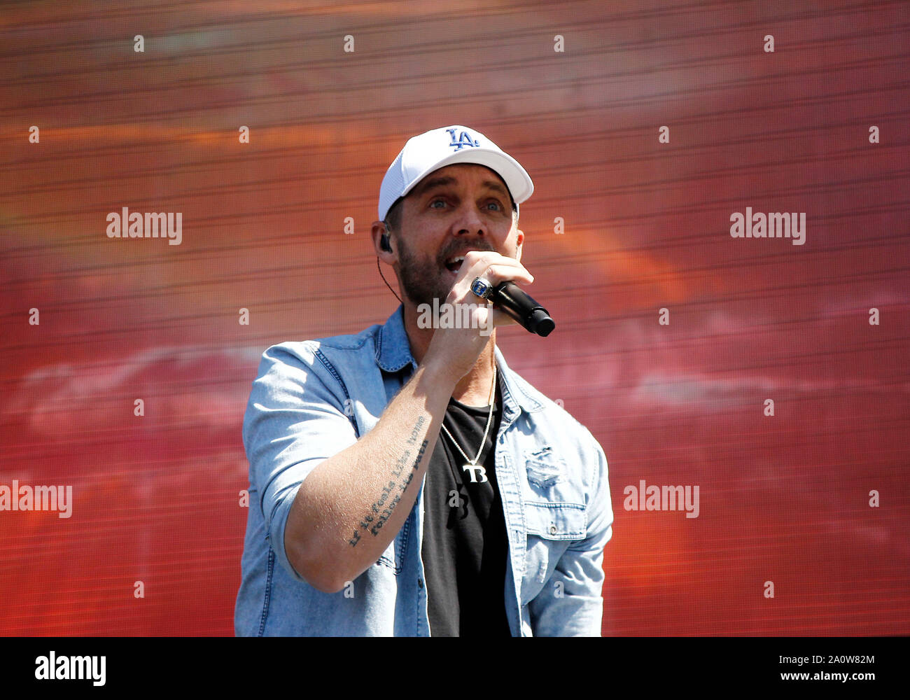 Country singer Brett Young performs on stage during the iHeartRadio ...