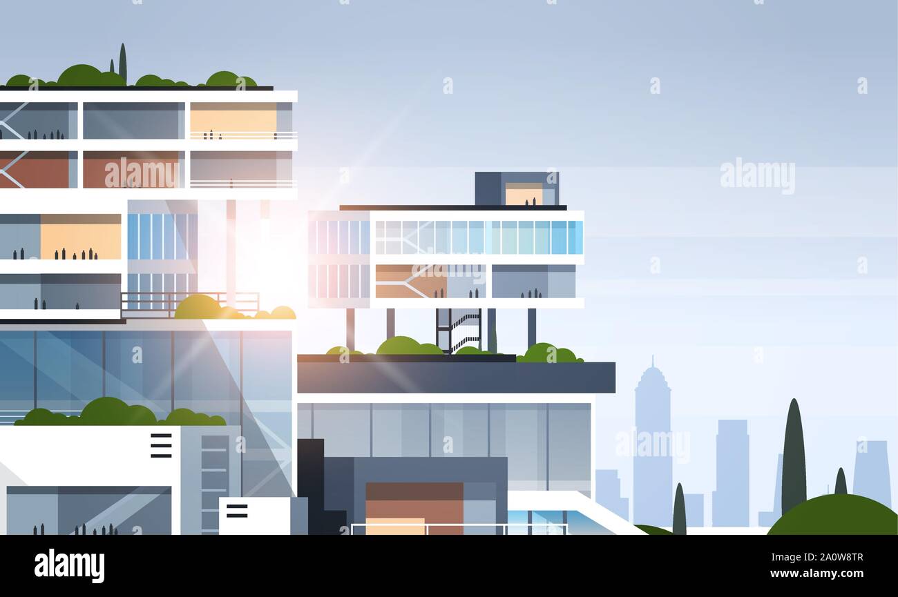 big business center cutaway corporate office building inside and ...