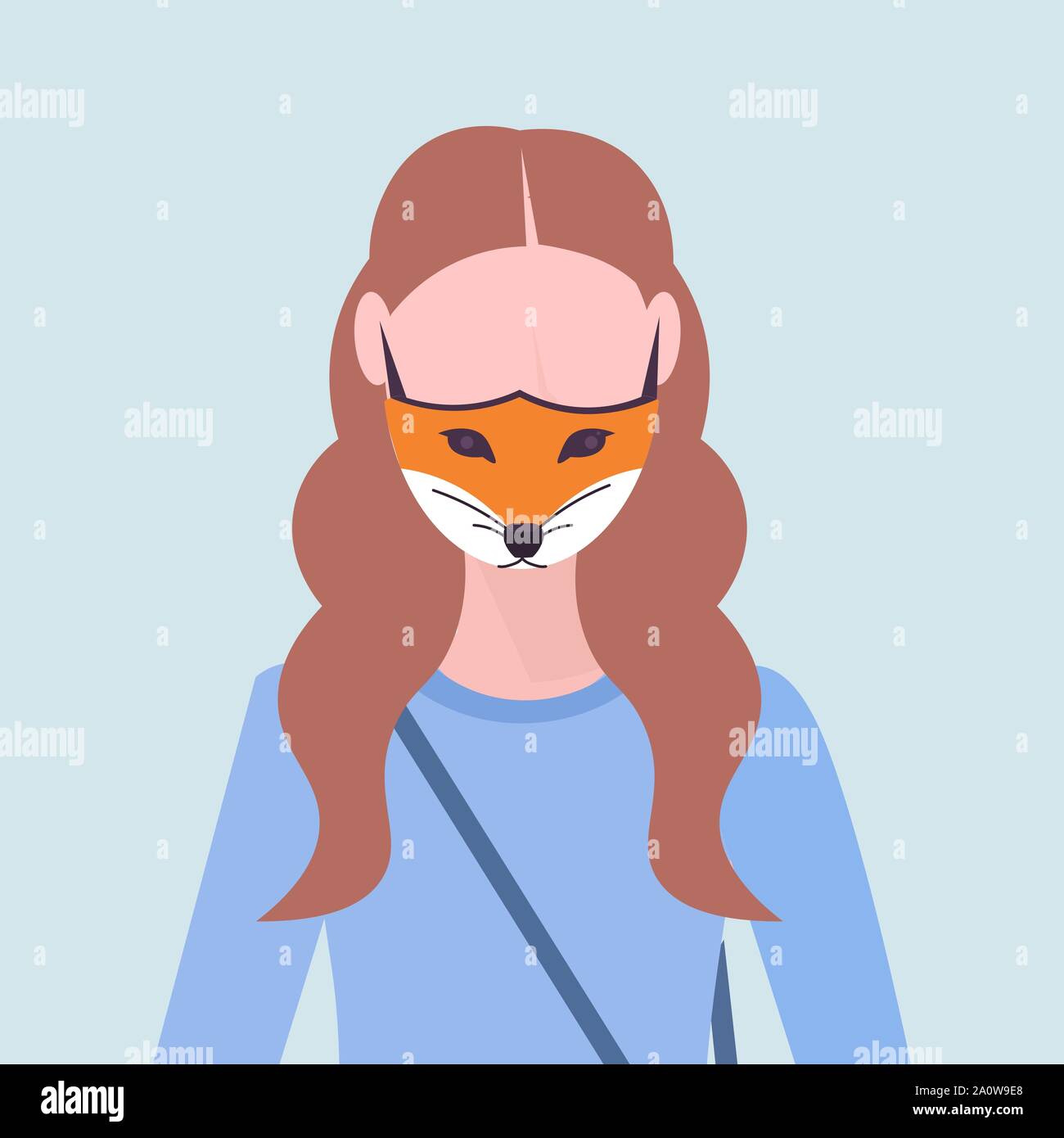 woman wearing protective mask with fox face smog air pollution virus ...