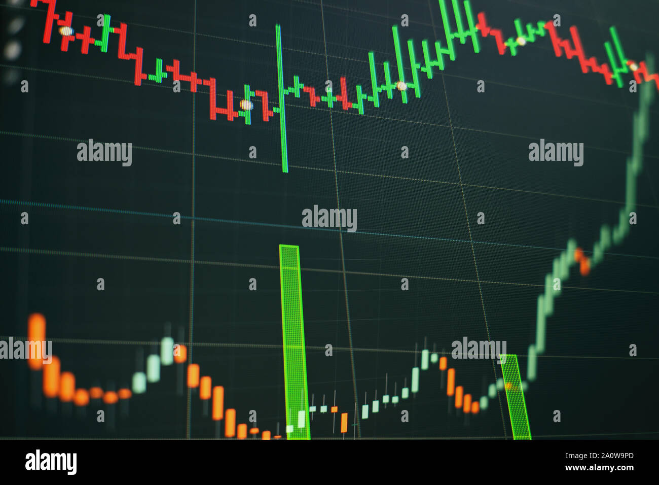 Economic graph with diagrams on the stock market, for business and ...