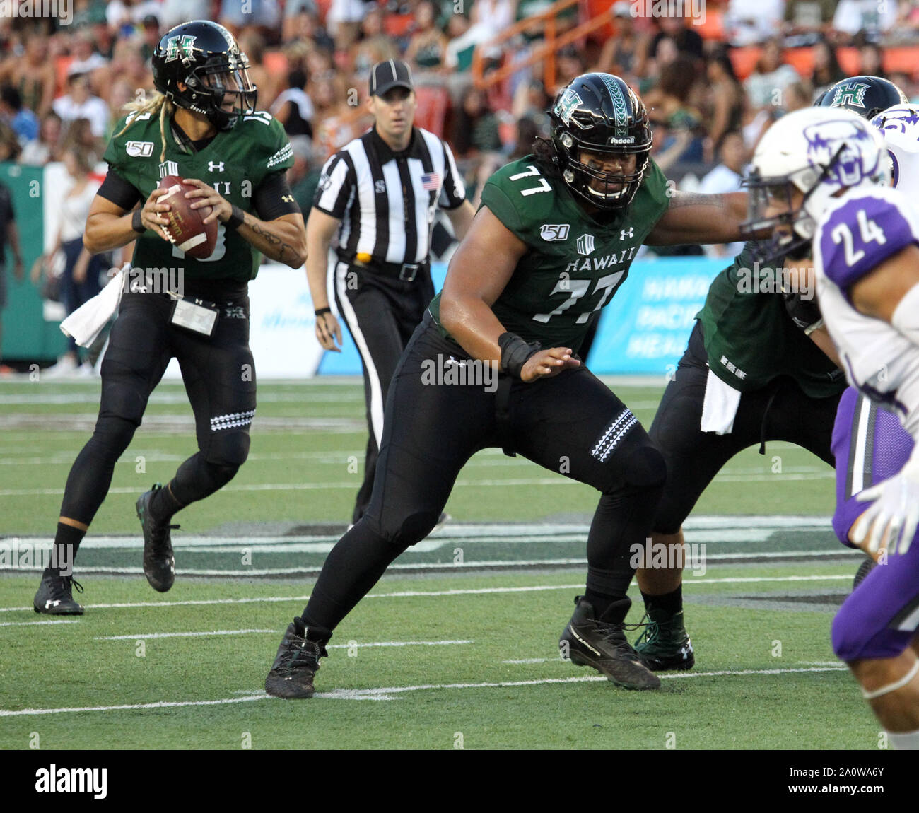 September 21, 2019 - Hawaii Rainbow Warriors offensive lineman Alesana ...