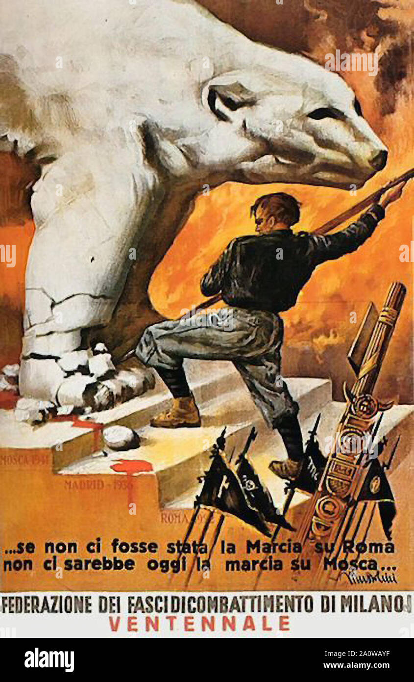 Italian WWII Fascist anti-Soviet propaganda poster Stock Photo - Alamy
