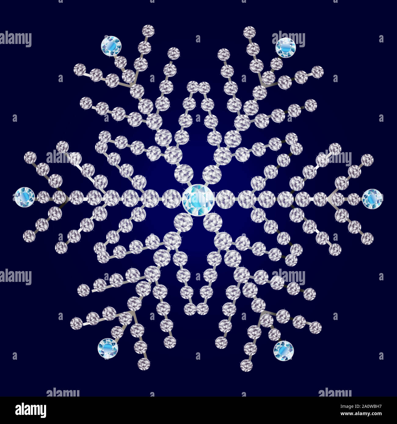 Beautiful snowflake made from diamonds on dark blue background Stock ...