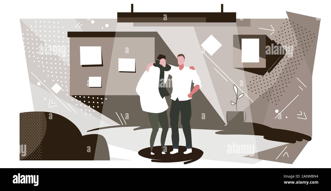 Couple happy office colleagues discussing Cut Out Stock Images ...