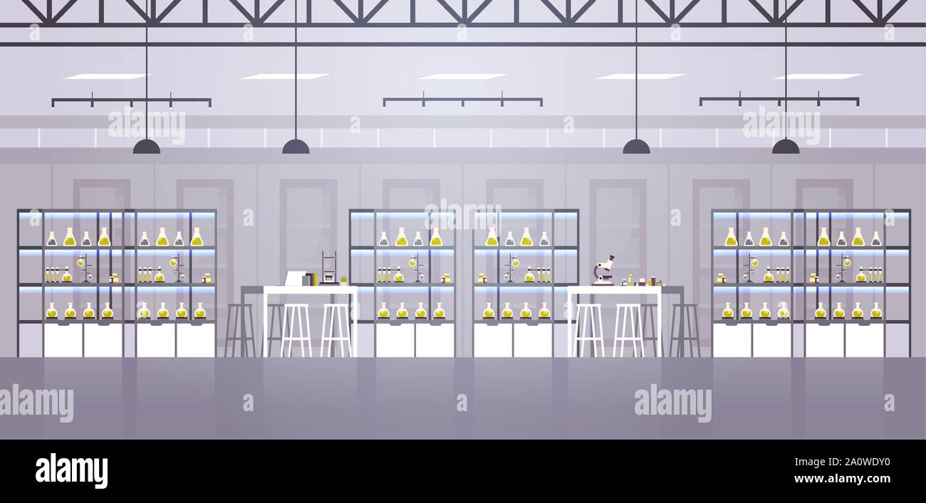 empty no people chemical research laboratory with different equipment ...