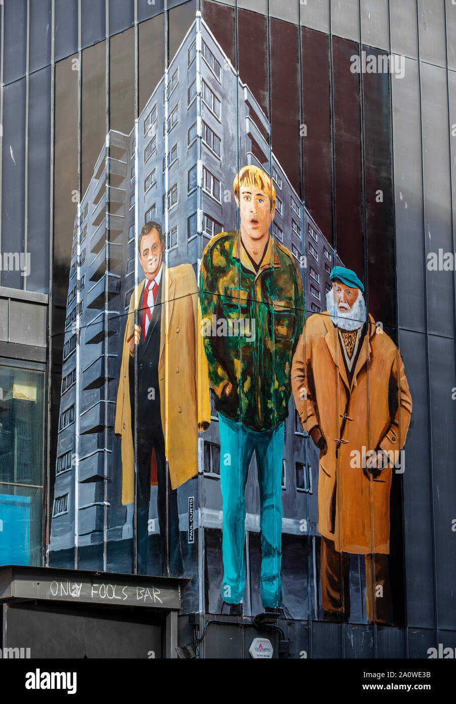 A mural depicting Del Boy, Rodney and Uncle Albert from Only Fools and ...
