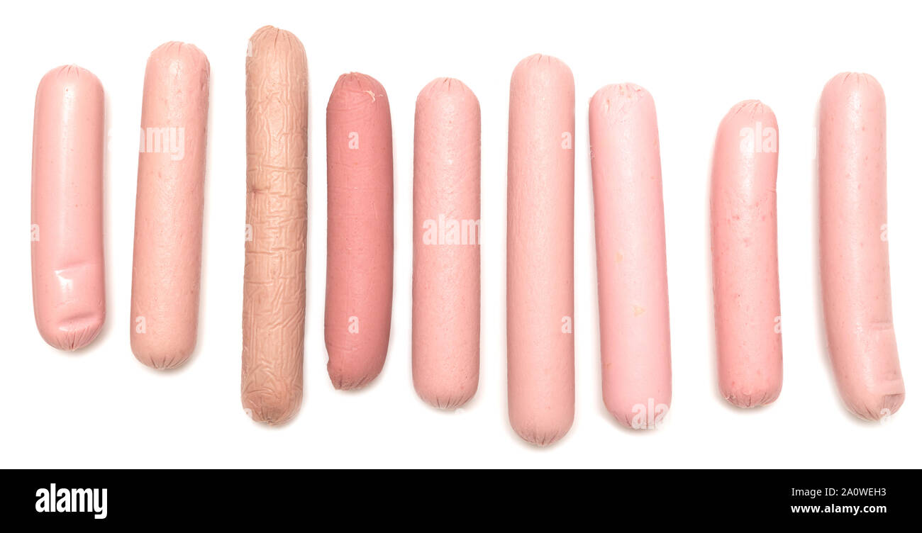 Different sausages isolated on white background Stock Photo - Alamy