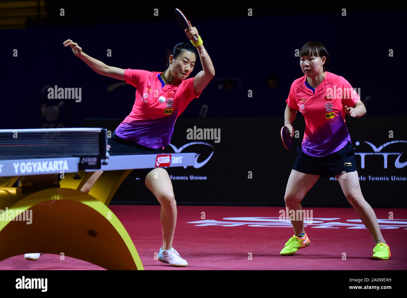 Yogyakarta, Indonesia. 22nd Sep, 2019. Ding Ning(L)/Zhu Yuling of China ...