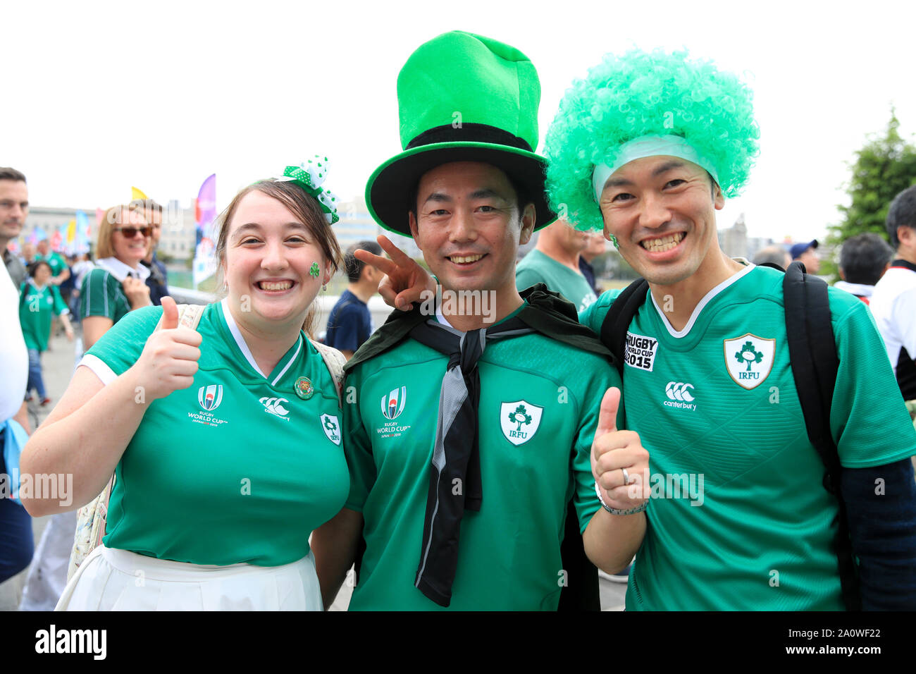 Ireland fans ahead of the 2019 Rugby World Cup Pool A match at the ...