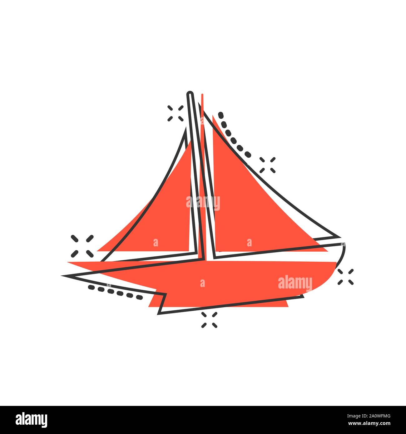 Ship cruise sign icon in comic style. Cargo boat vector cartoon ...