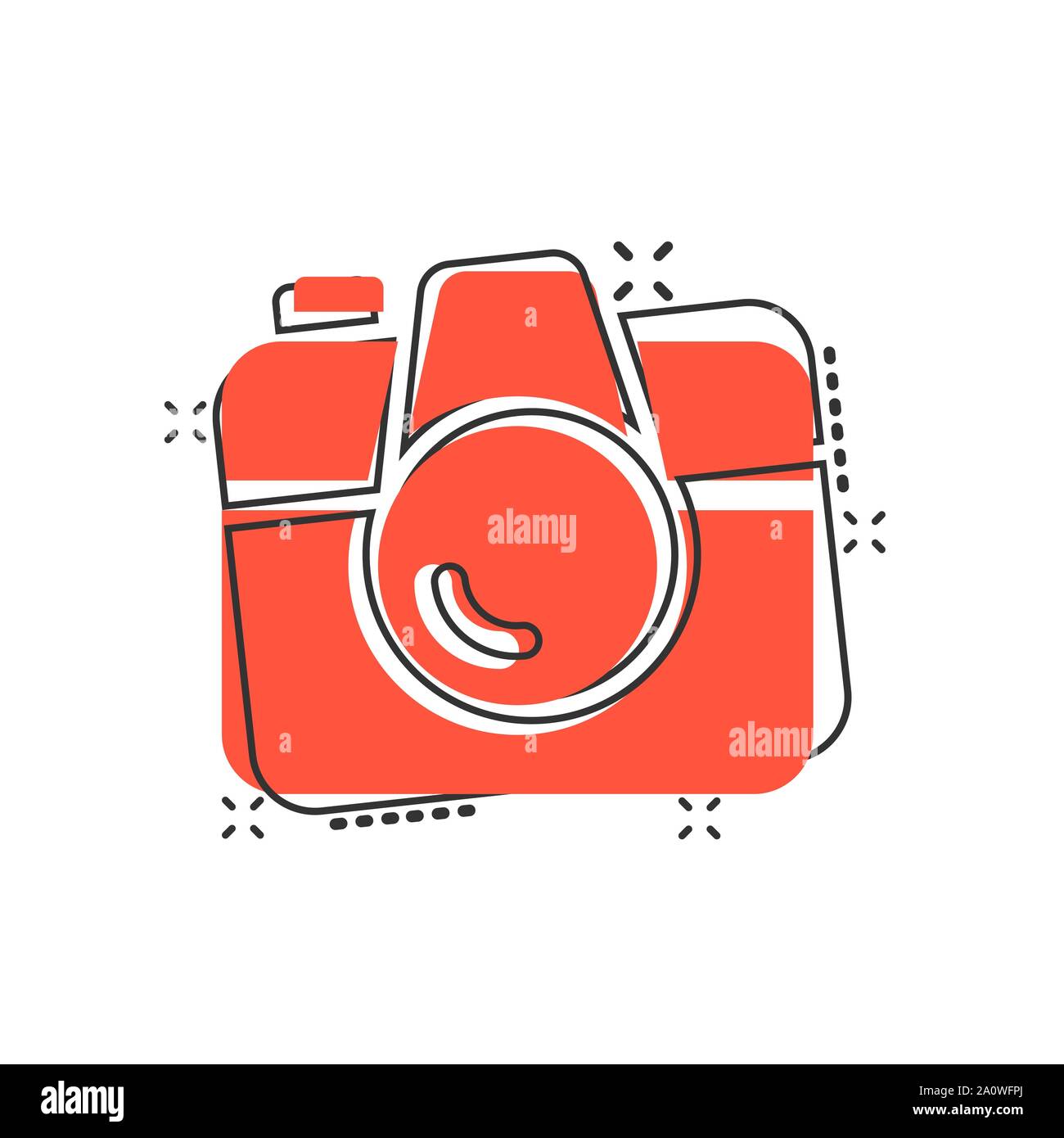 Camera device sign icon in comic style. Photography vector cartoon ...