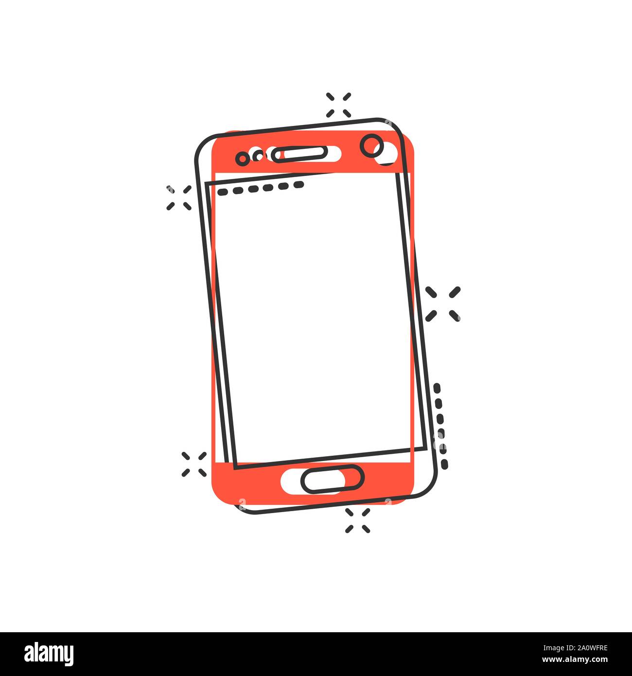 Phone device sign icon in comic style. Smartphone vector cartoon ...