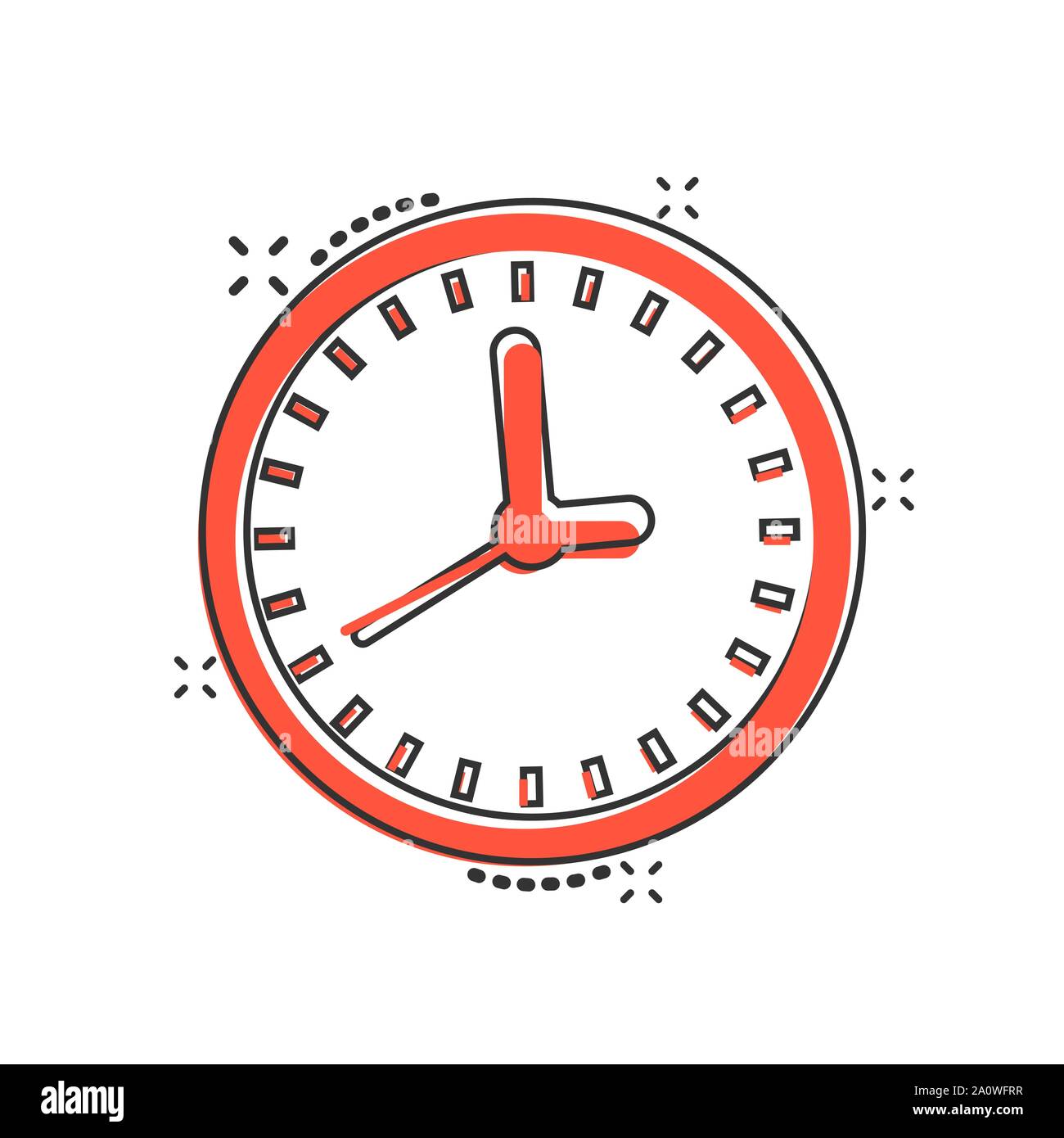 Clock sign icon in comic style. Time management vector cartoon ...