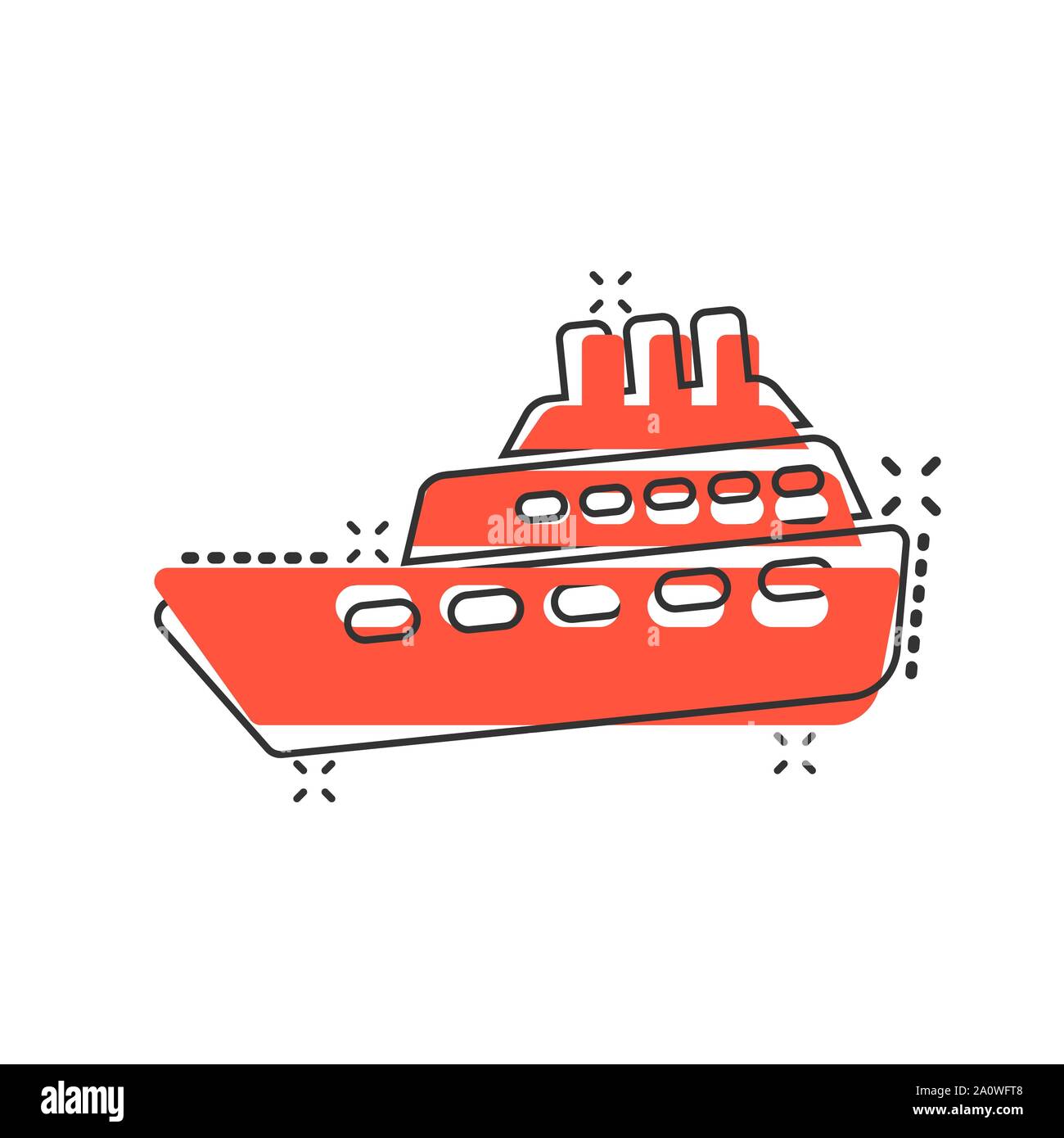 Ship cruise sign icon in comic style. Cargo boat vector cartoon ...