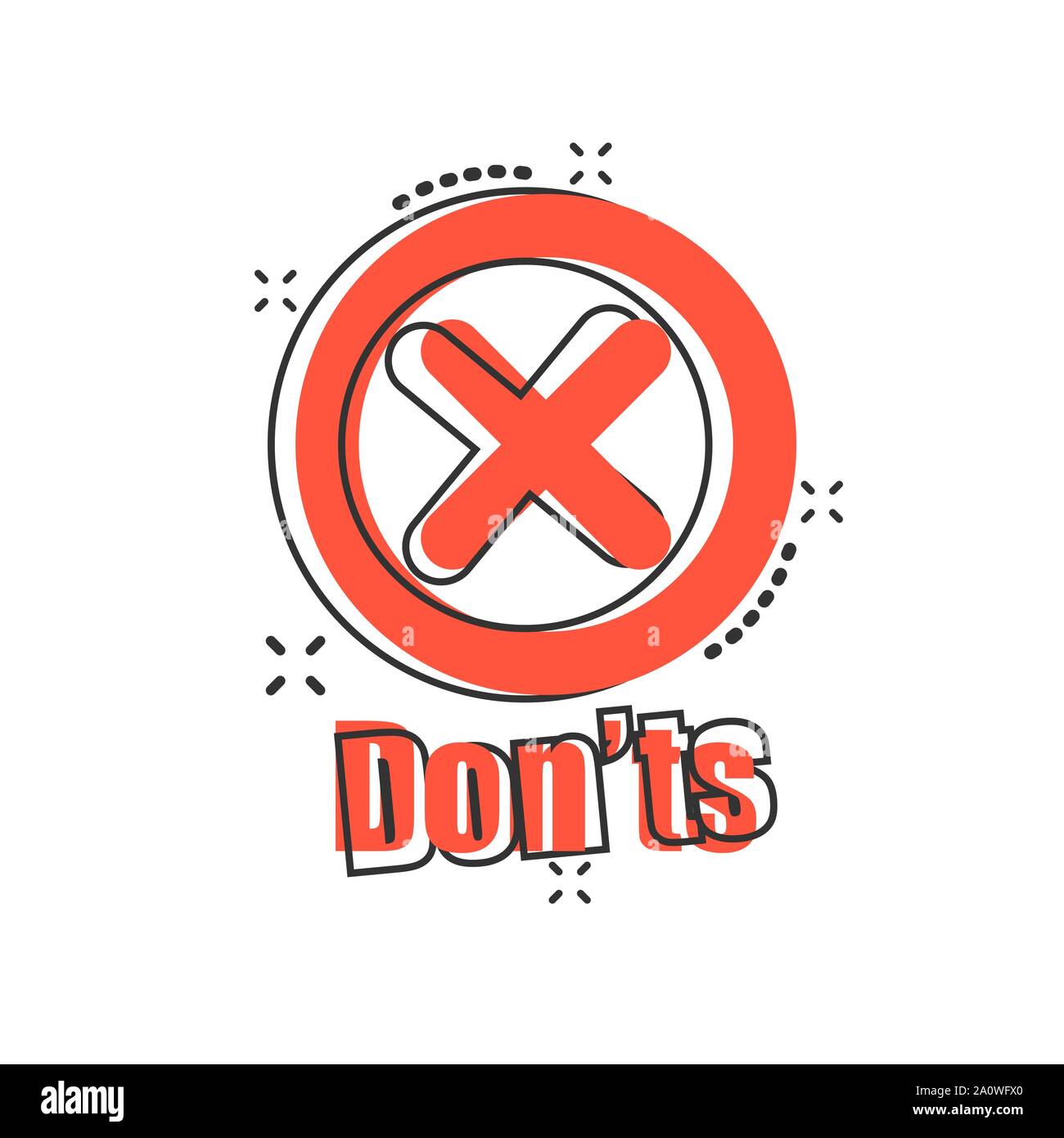 Don'ts sign icon in comic style. Unlike vector cartoon illustration. No ...