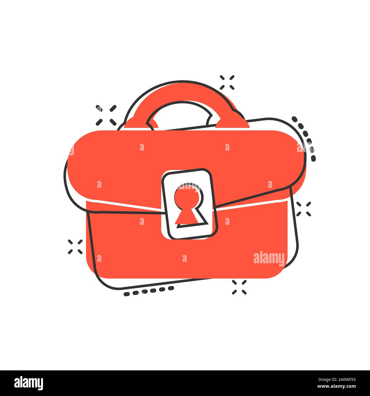 Briefcase sign icon in comic style. Suitcase vector cartoon ...