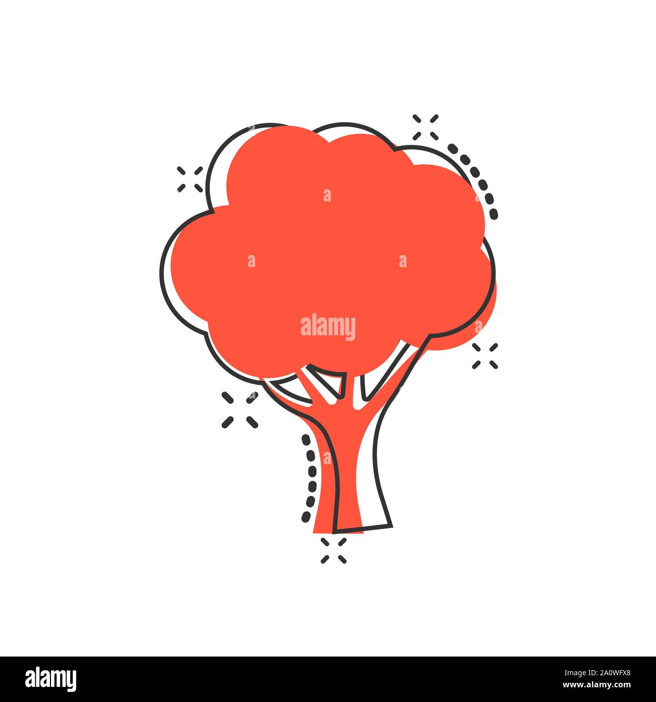 Tree sign icon in comic style. Branch forest vector cartoon ...