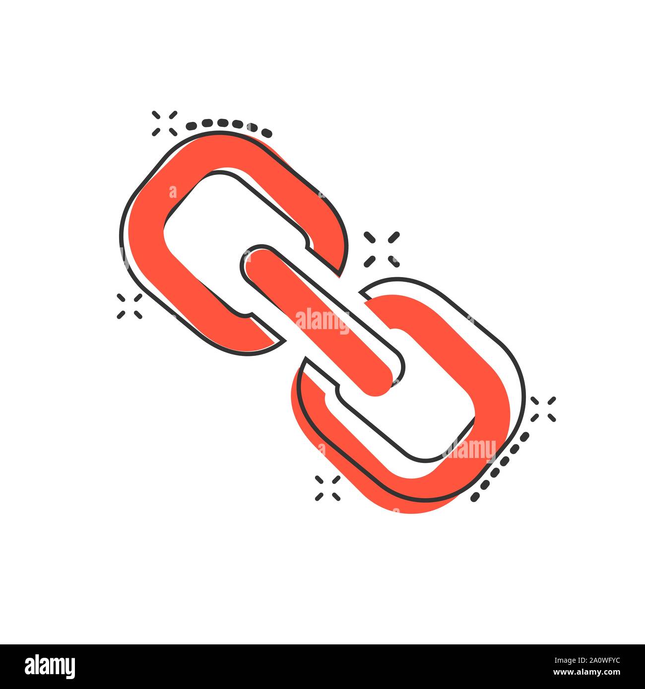 Chain sign icon in comic style. Link vector cartoon illustration on ...