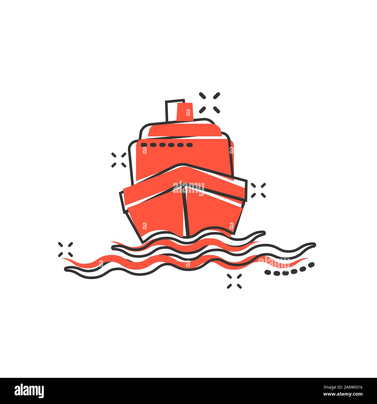 Ship cruise sign icon in comic style. Cargo boat vector cartoon ...