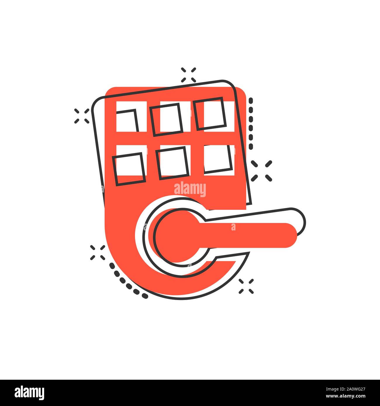 Wireless door lock sign icon in comic style. Smart home vector cartoon ...