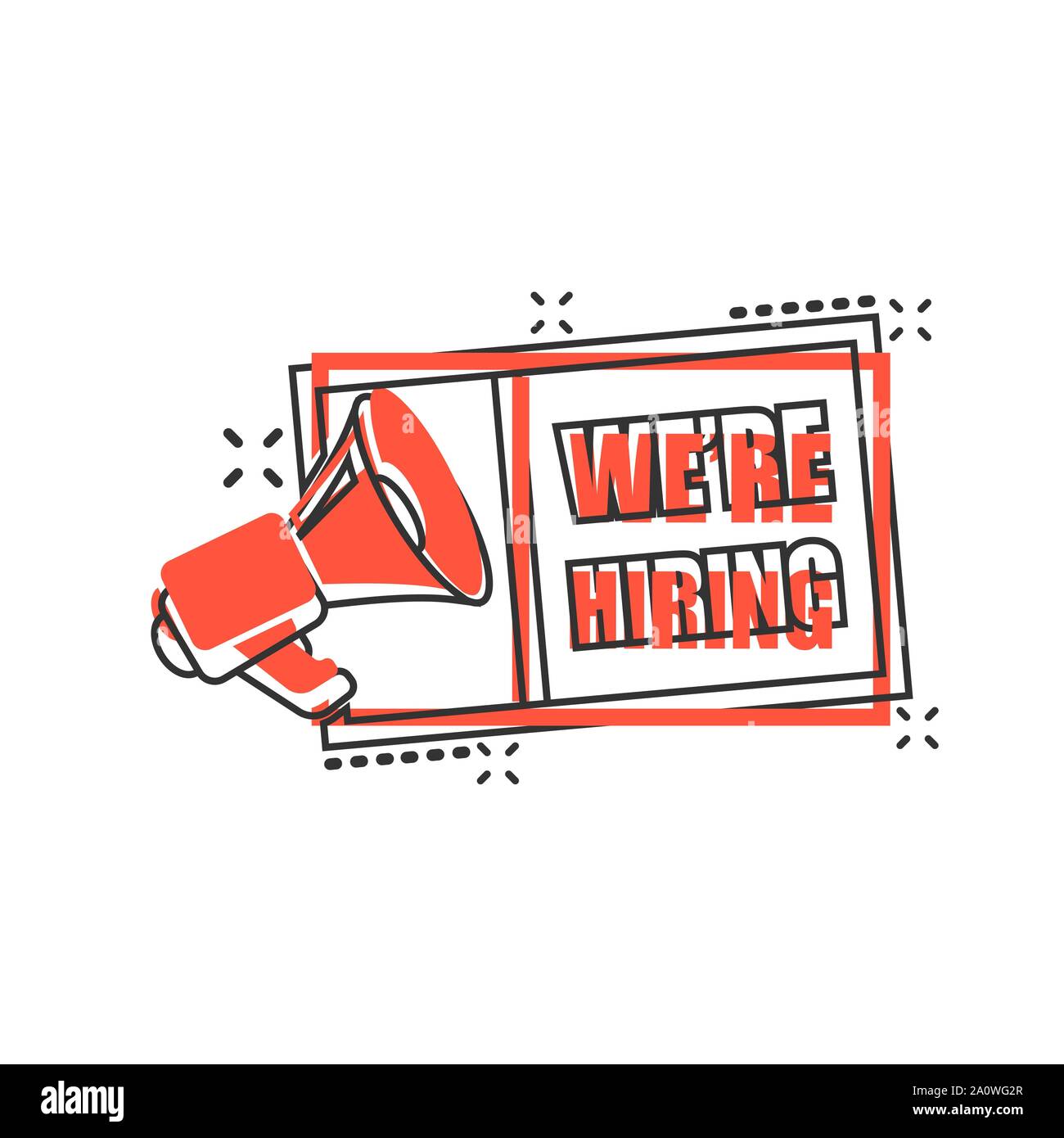 Were Hiring Icon In Comic Style Job Vacancy Search Vector Cartoon