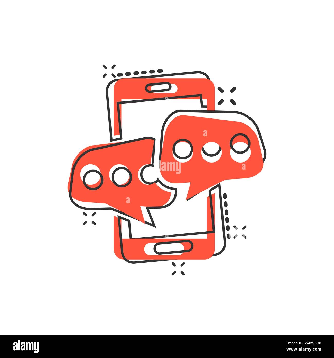 Mobile phone chat sign icon in comic style. Message notifications ...