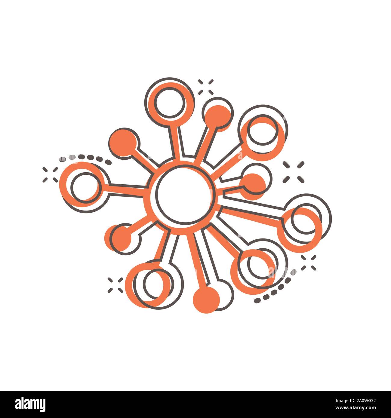 Hub network connection sign icon in comic style. Dna molecule vector ...