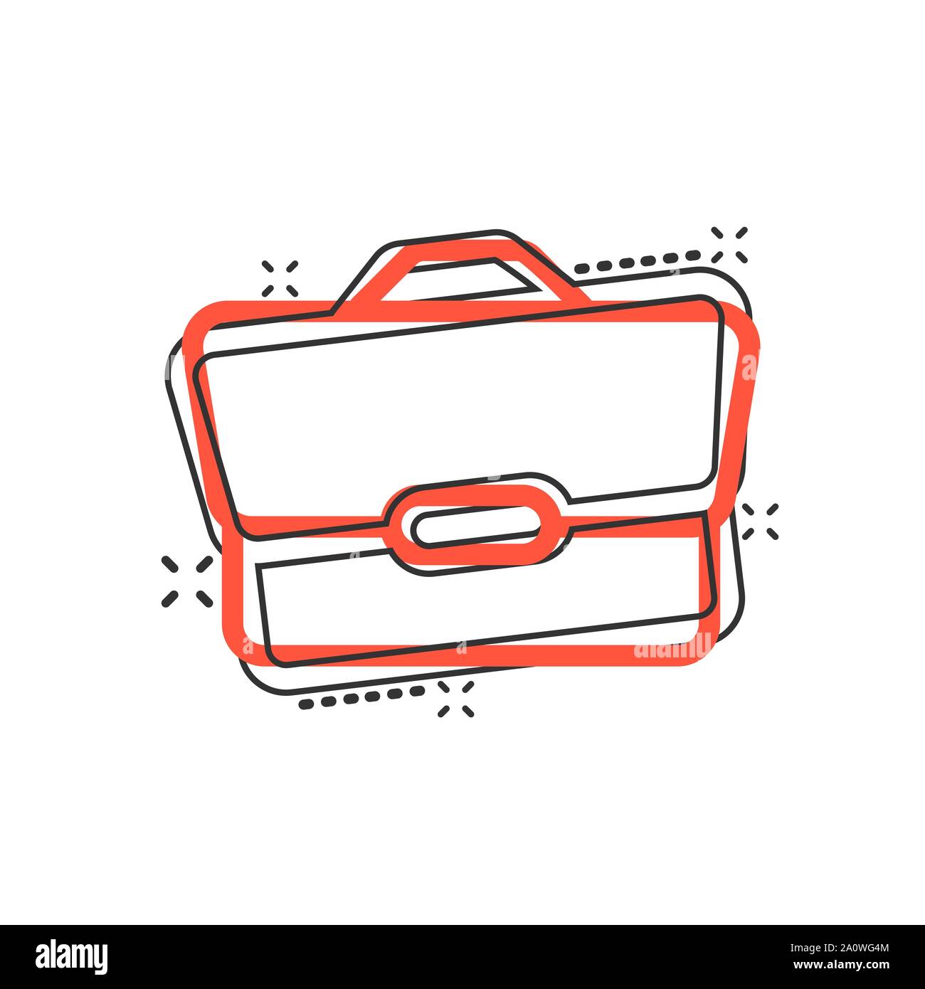 Briefcase sign icon in comic style. Suitcase vector cartoon ...