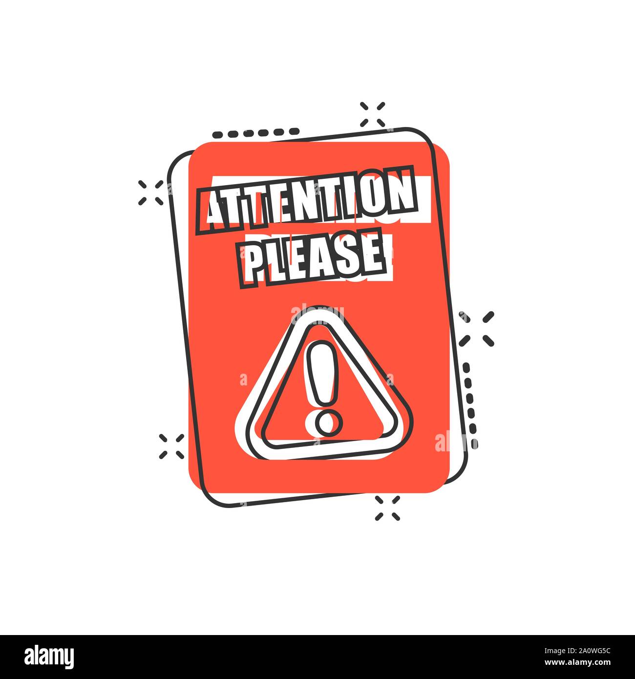 Attention please sign icon in comic style. Warning information vector ...