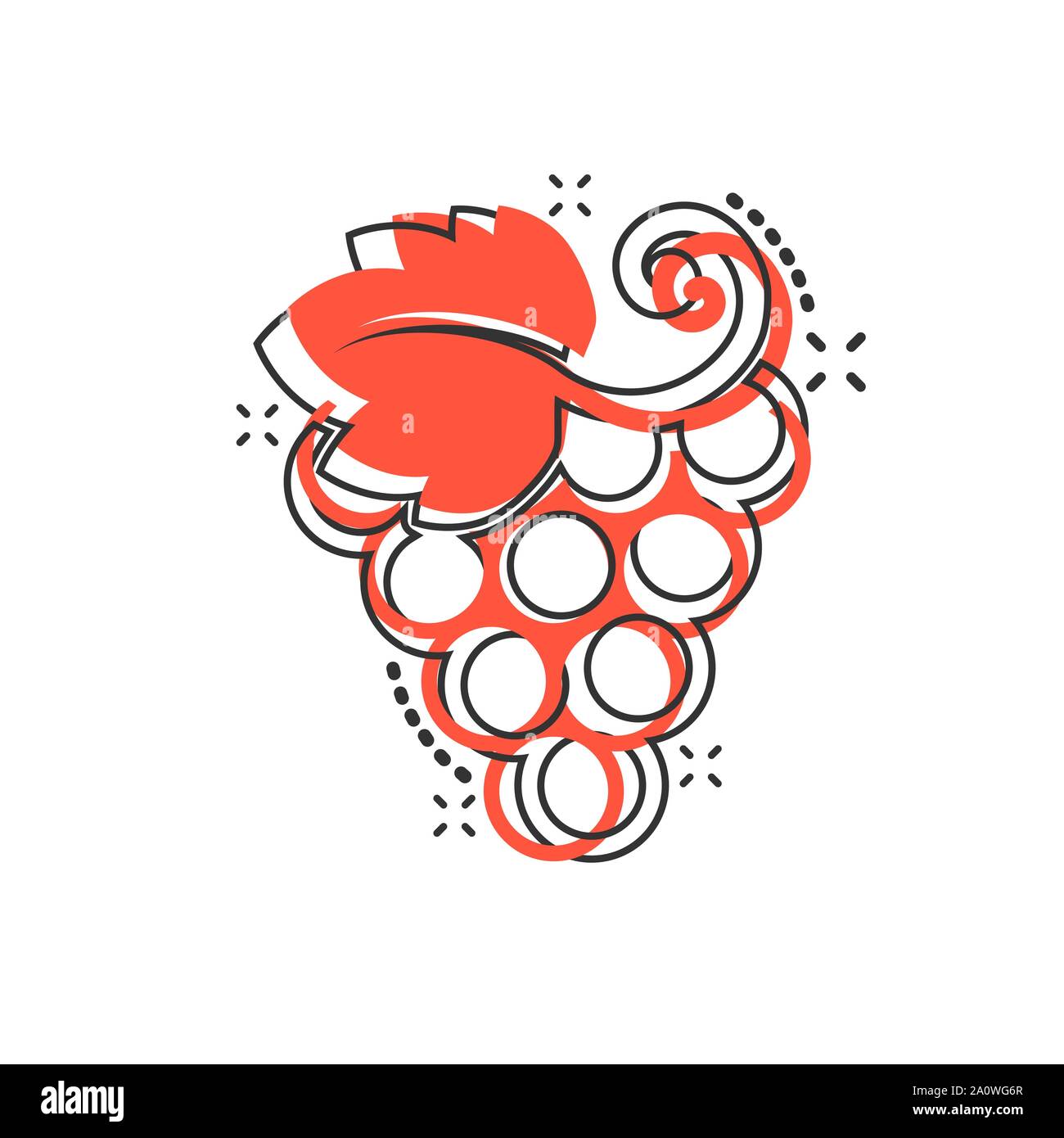 Grape fruits sign icon in comic style. Grapevine vector cartoon ...