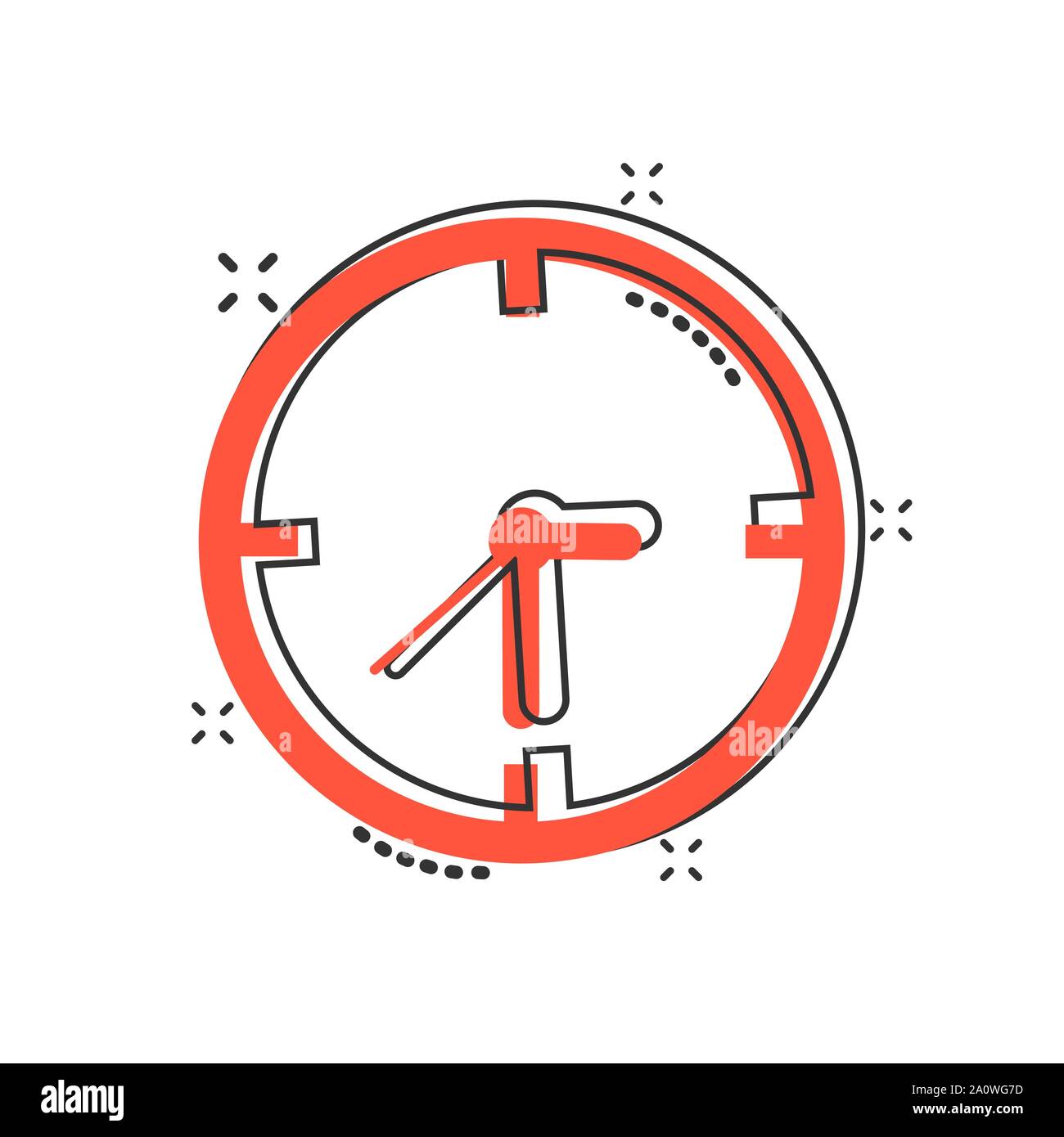 Clock sign icon in comic style. Time management vector cartoon ...