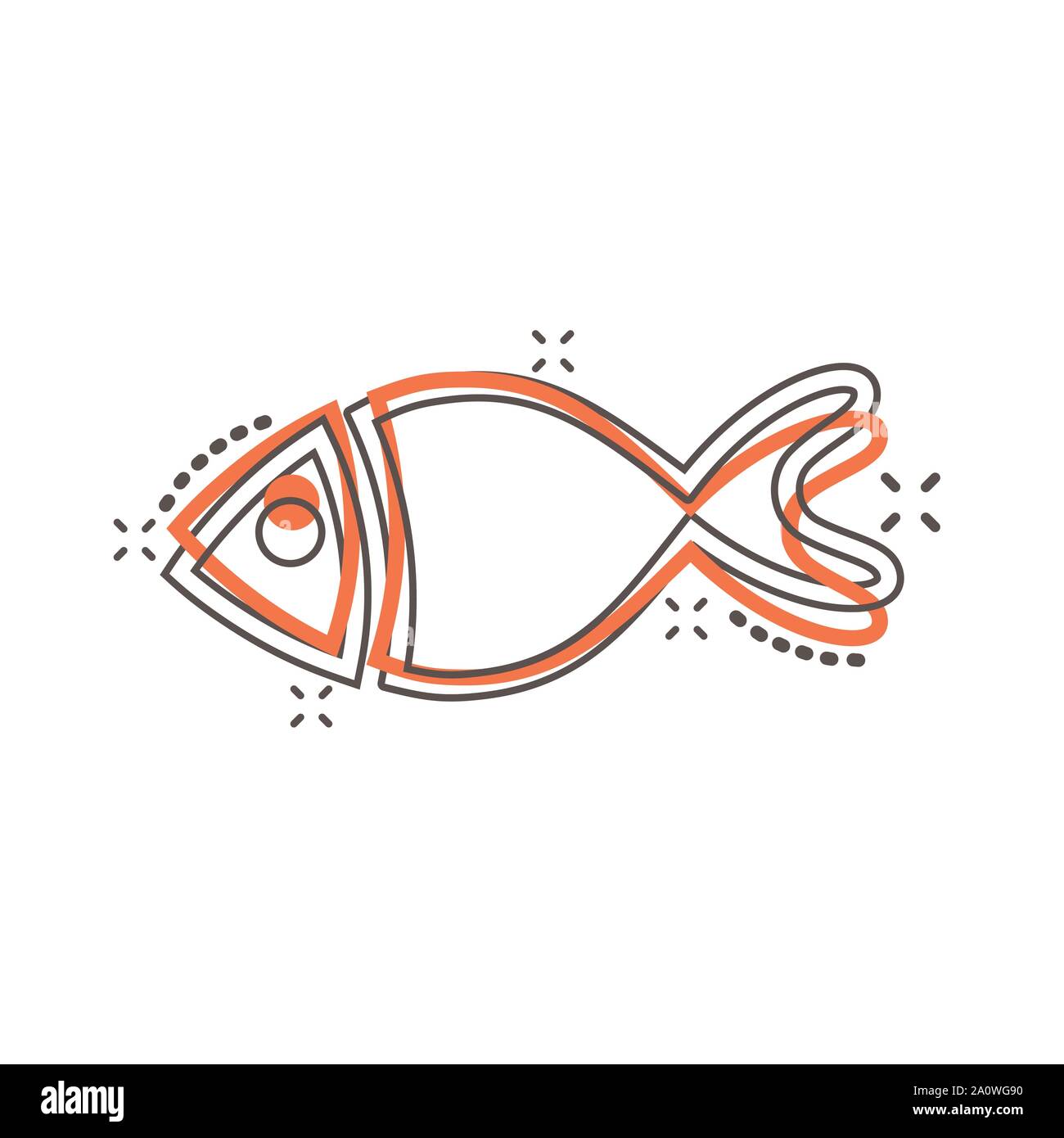 Fish sign icon in comic style. Goldfish vector cartoon illustration on ...