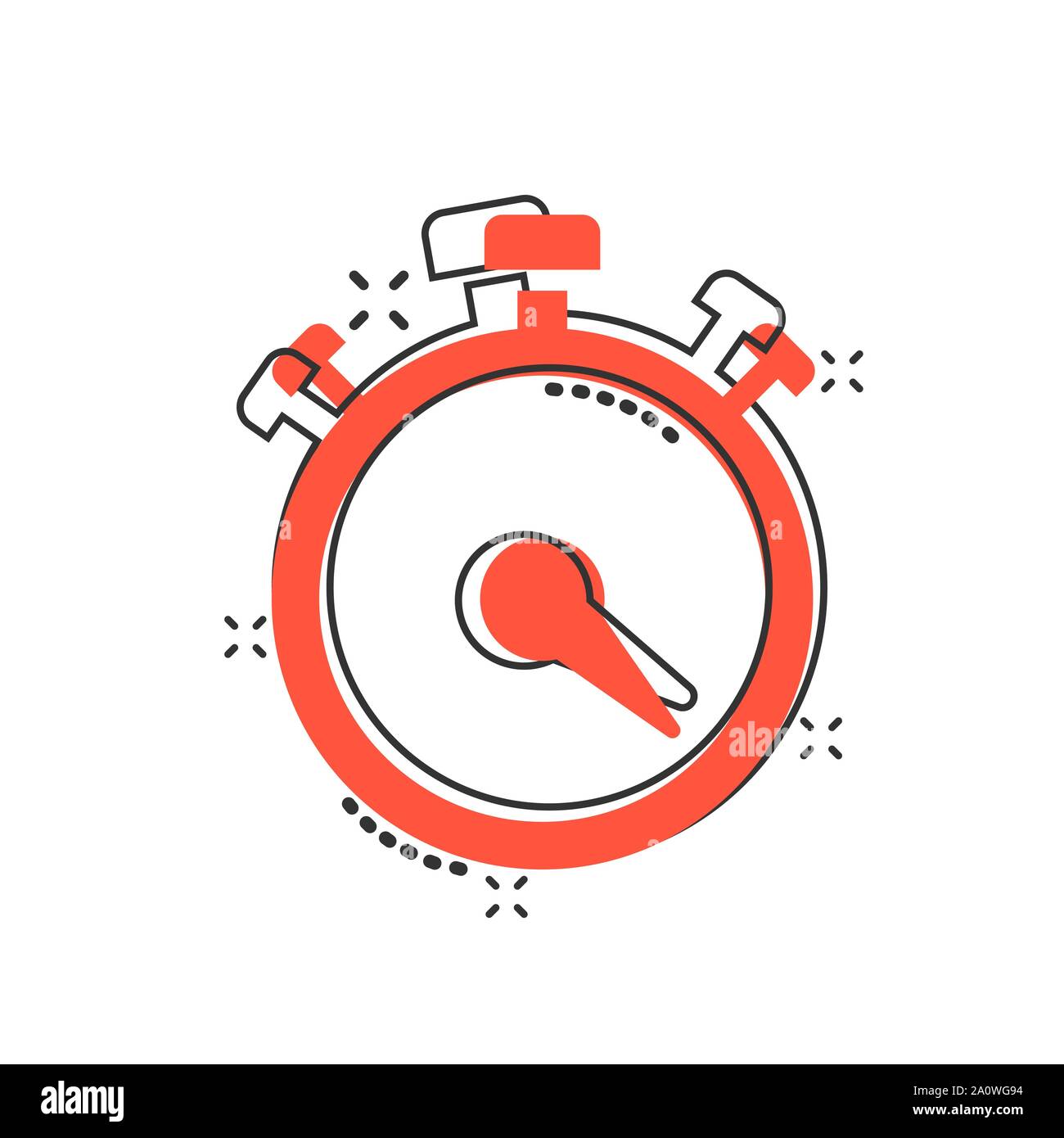 Clock sign icon in comic style. Time management vector cartoon ...