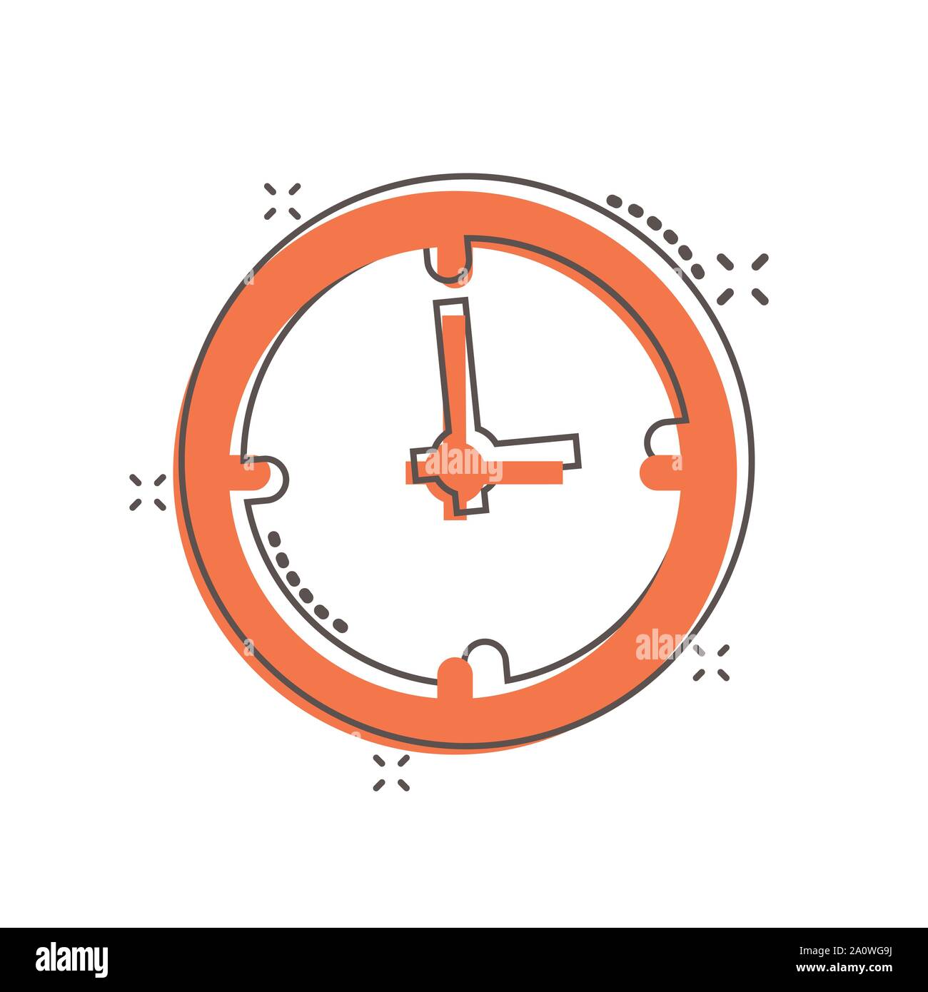 Clock sign icon in comic style. Time management vector cartoon ...
