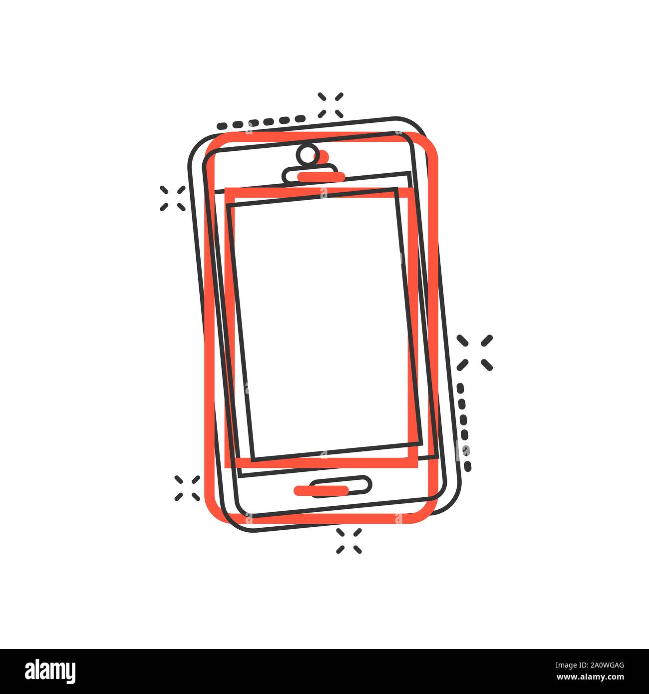 Phone device sign icon in comic style. Smartphone vector cartoon ...