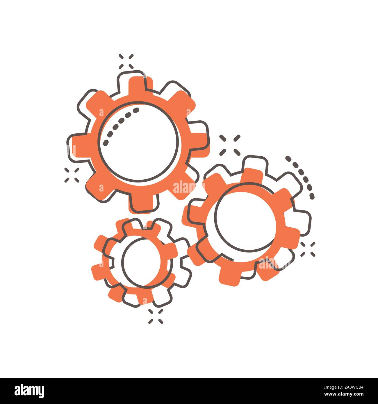 Gear vector icon in comic style. Cog wheel cartoon illustration on ...