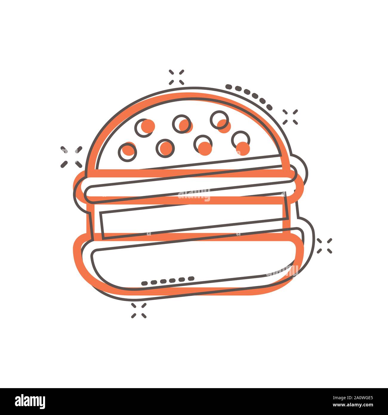 Burger sign icon in comic style. Hamburger vector cartoon illustration ...