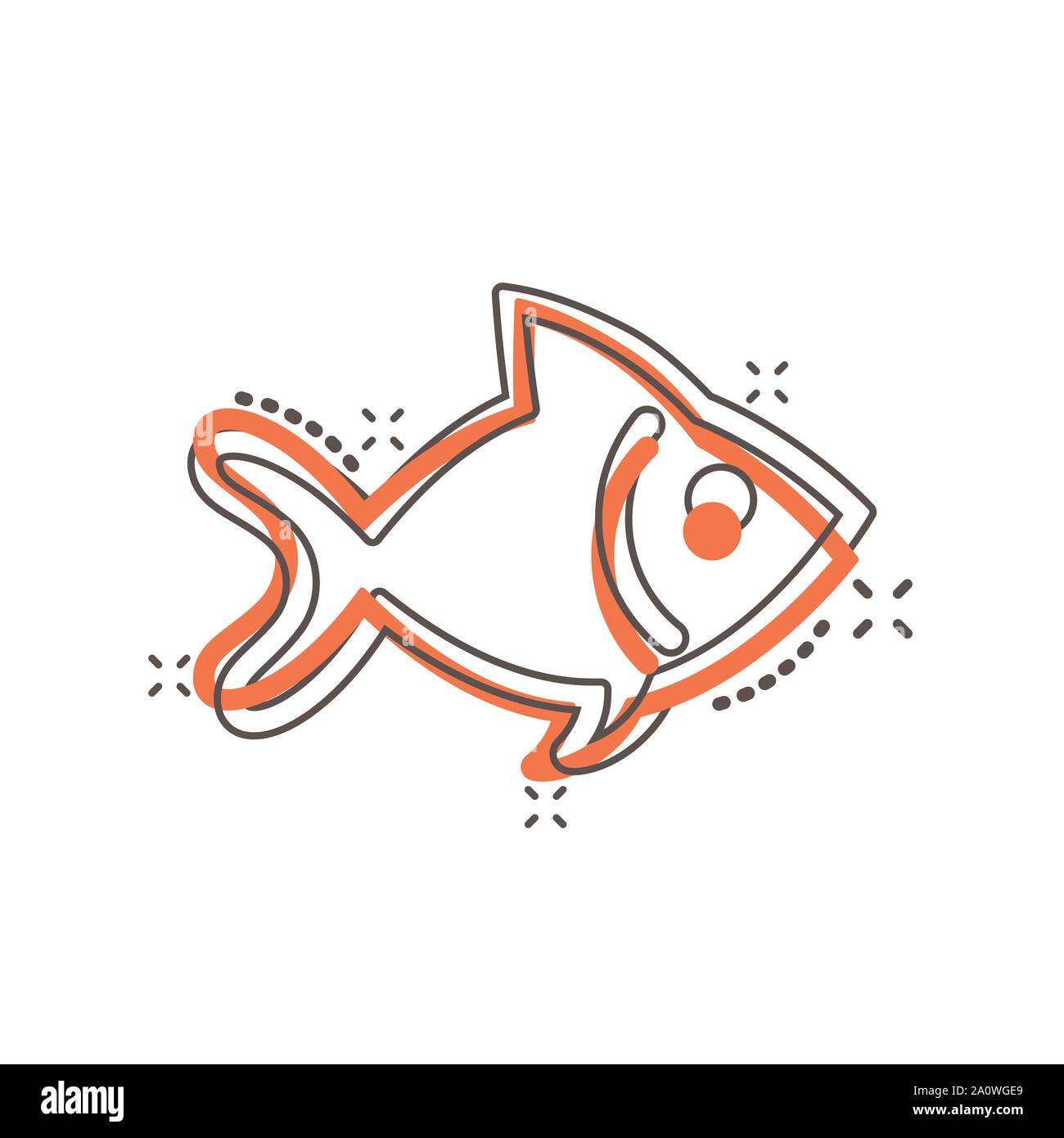 Fish sign icon in comic style. Goldfish vector cartoon illustration on ...