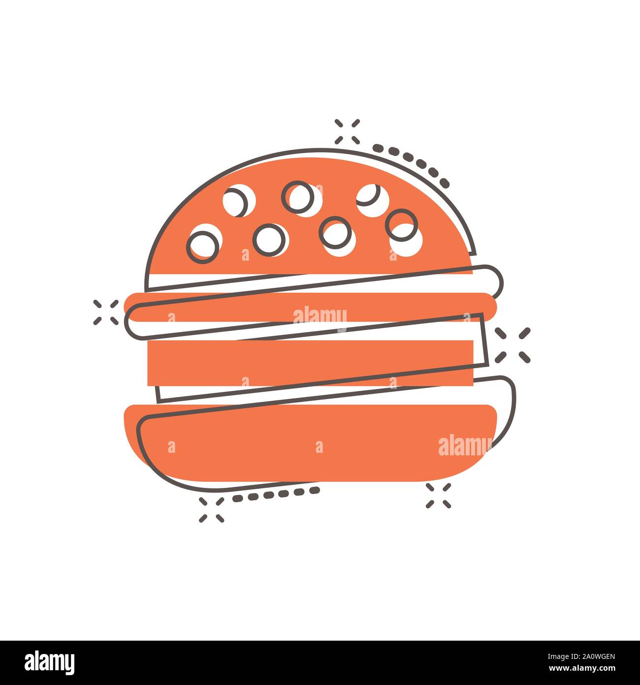 Burger sign icon in comic style. Hamburger vector cartoon illustration ...
