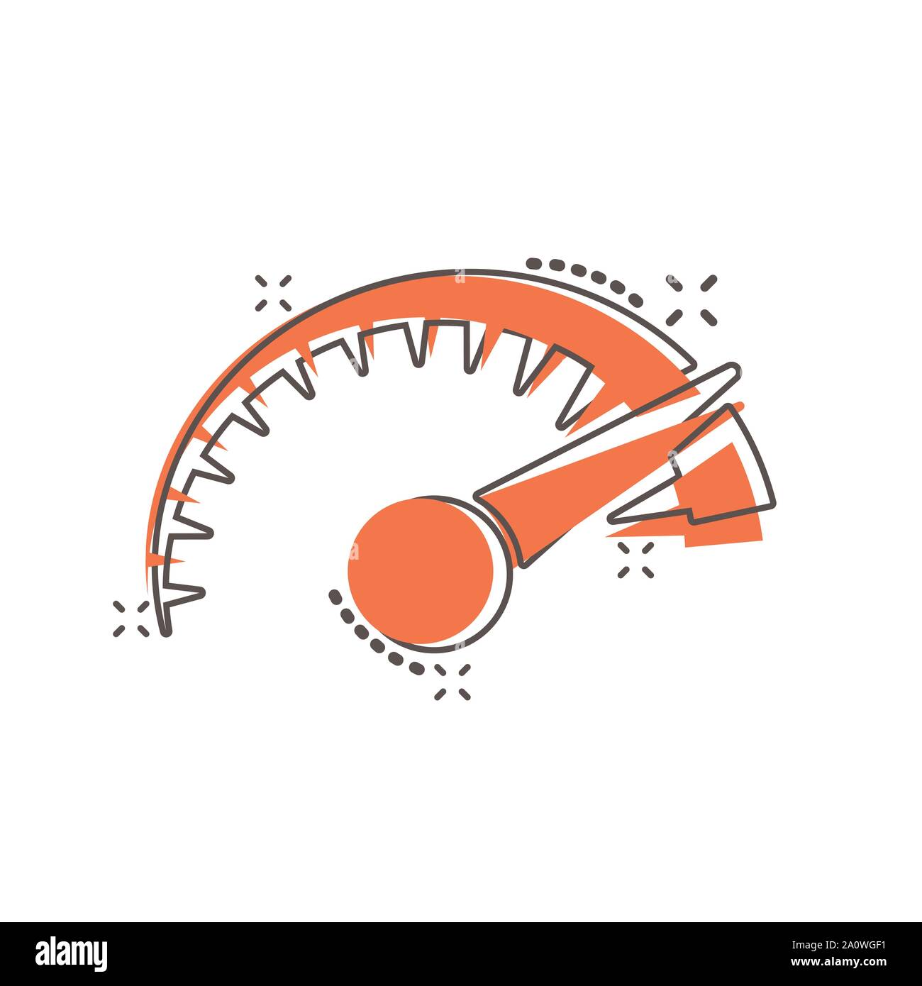 Speedometer level sign icon in comic style. Accelerate vector cartoon ...