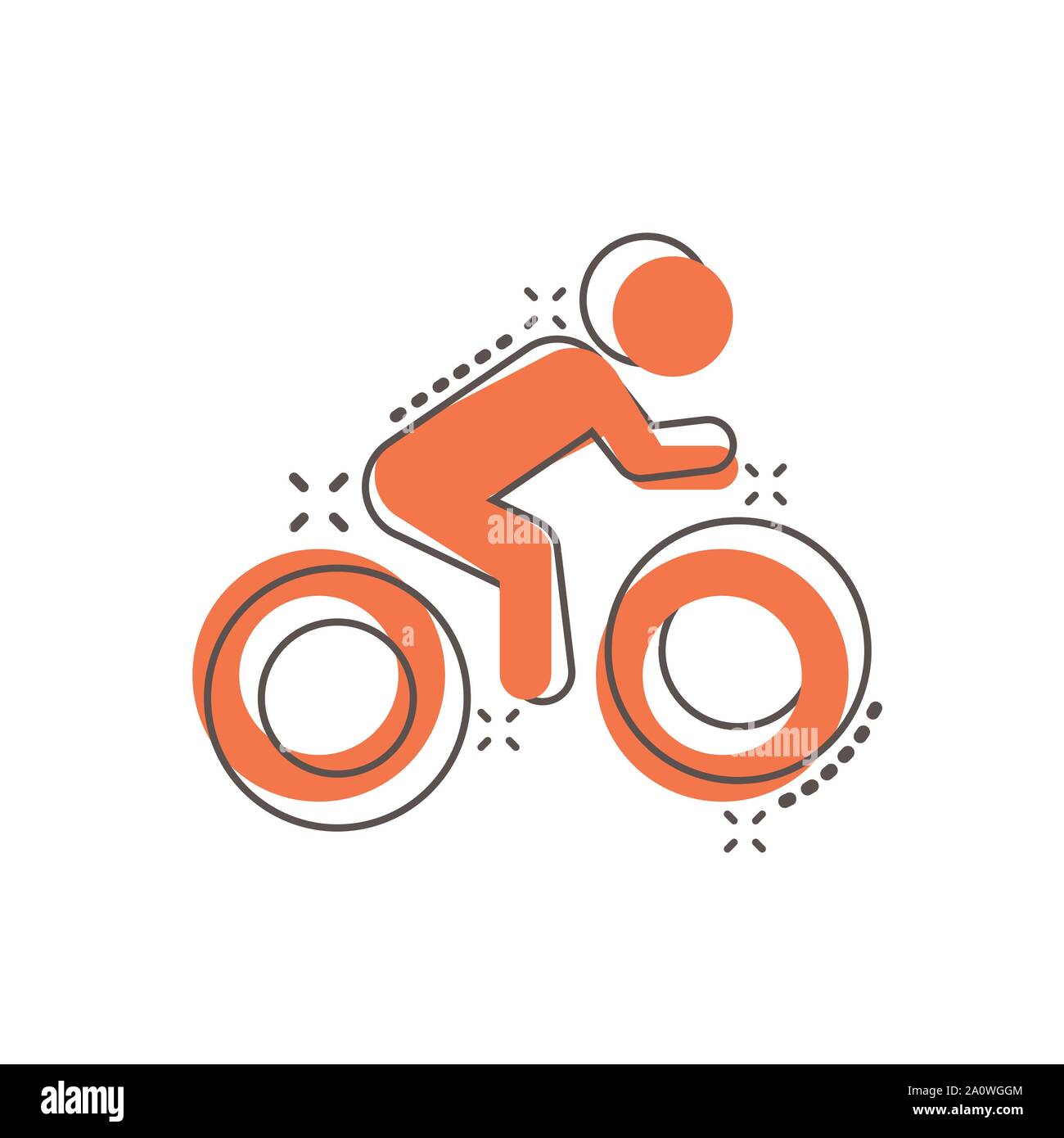 People on bicycle sign icon in comic style. Bike vector cartoon ...