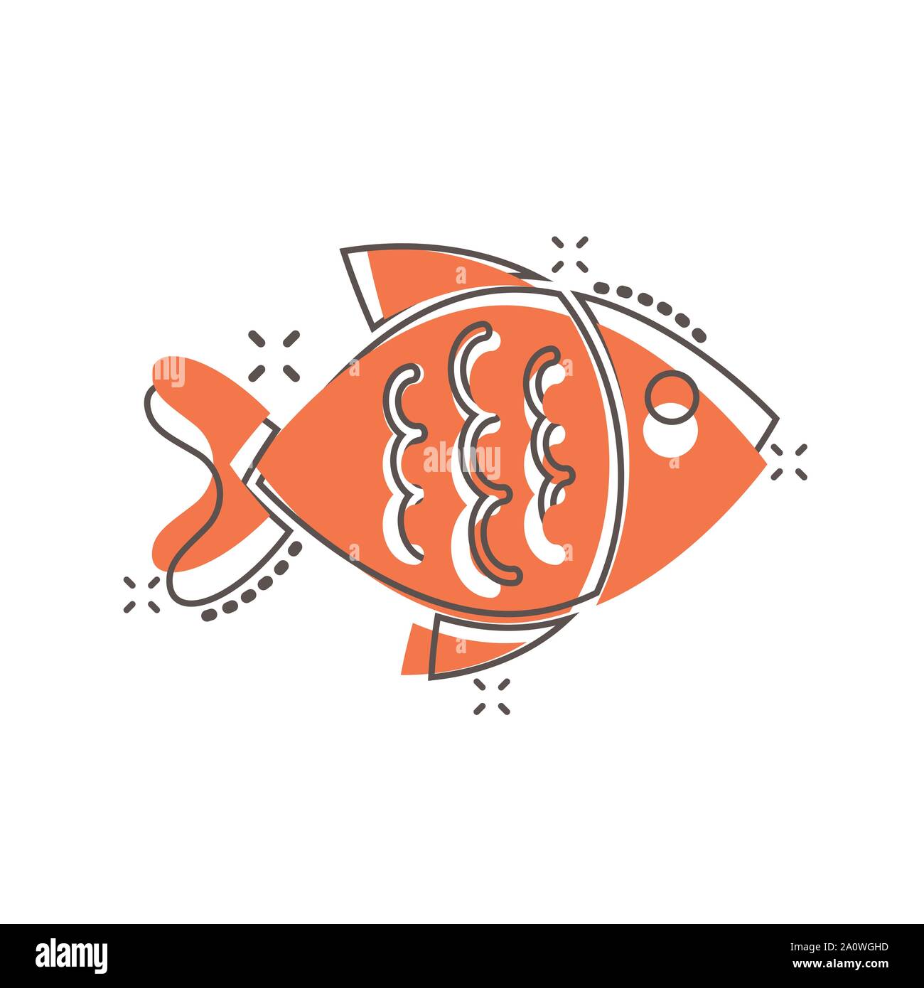 Fish sign icon in comic style. Goldfish vector cartoon illustration on ...