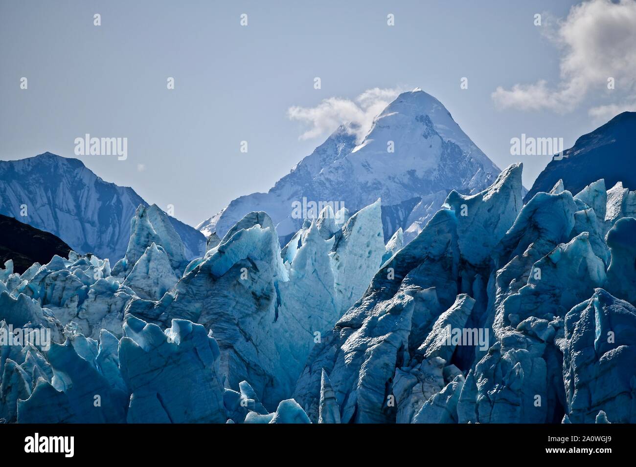 floating Glacier massif with bizarr ice formations using high up in the ...