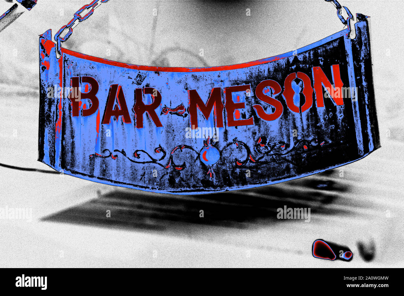 Sign of bar tavern of iron rusty and hung with chains Stock Photo - Alamy